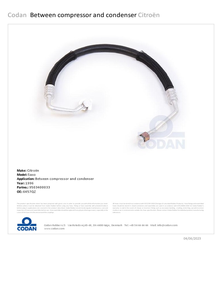 Codan Between Compressor and Condenser Citroën | PDF