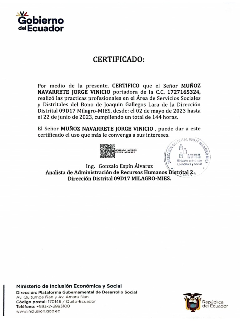 Certificado Mies | PDF