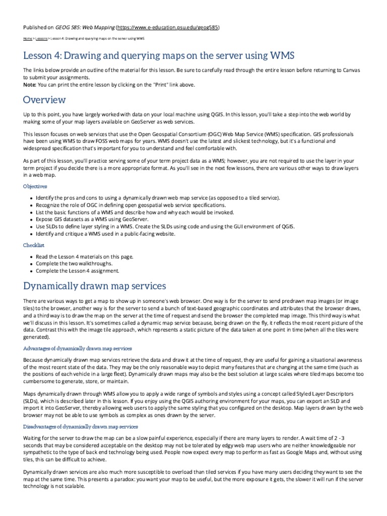 Lesson 4_ Drawing and Querying Maps on the Server Using WMS _ GEOG 585_ Web Mapping | PDF