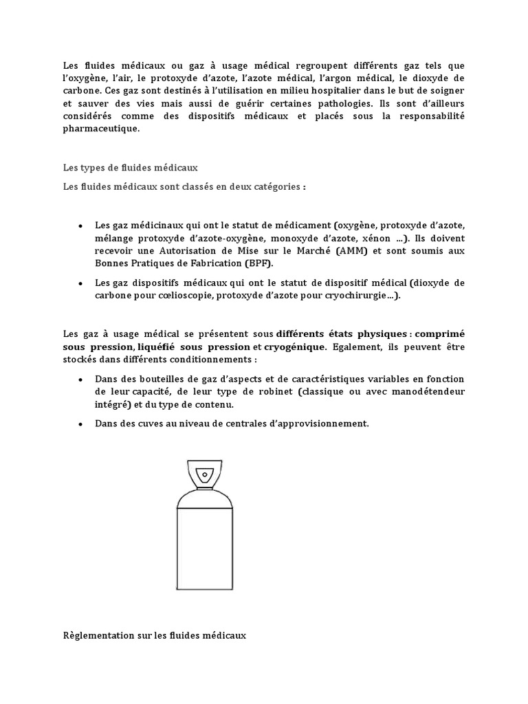 Les Fluides Médicaux Ou Gaz À Usage Médical Regroupent Différents Gaz ...