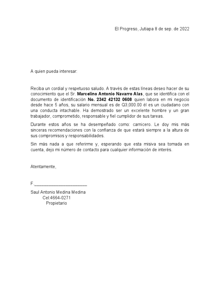 Carta Laboral | PDF
