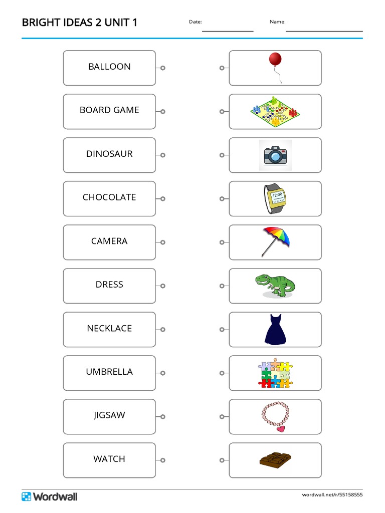 bright-ideas-2-unit-1-match-up | PDF