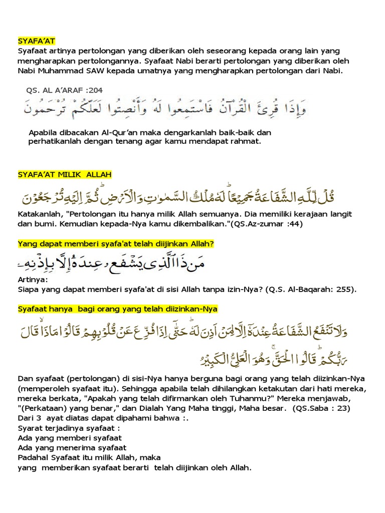 Pengertian dan Dalil Syafaat Nabi | PDF