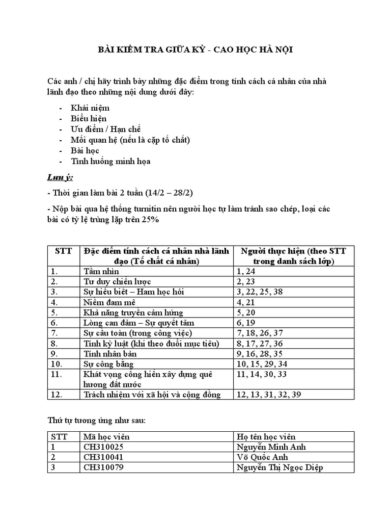 De Thi Giua Ky - Cao Hoc Hanoi | PDF