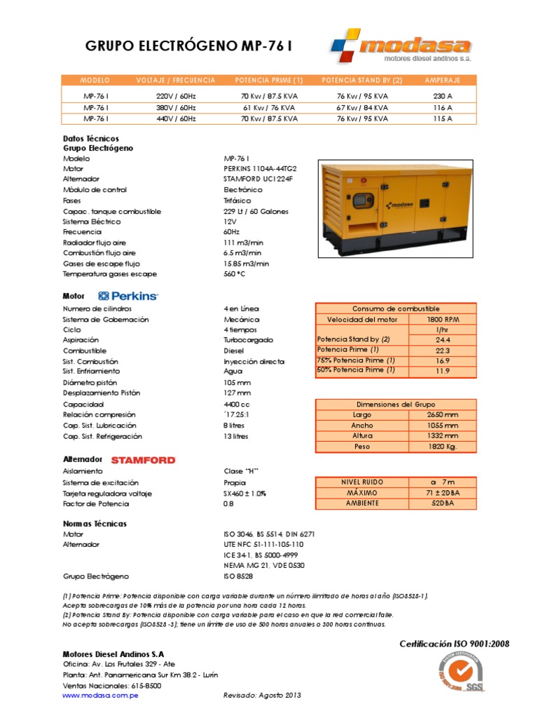 Grupo Electrógeno Mp-76 I | PDF | Pistón | Inyección de combustible