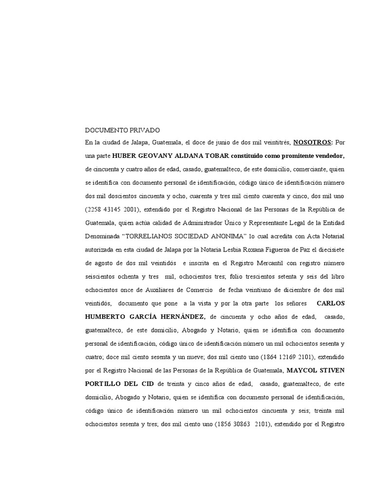 Promesa de Venta Maycol | PDF | Guatemala | Justicia