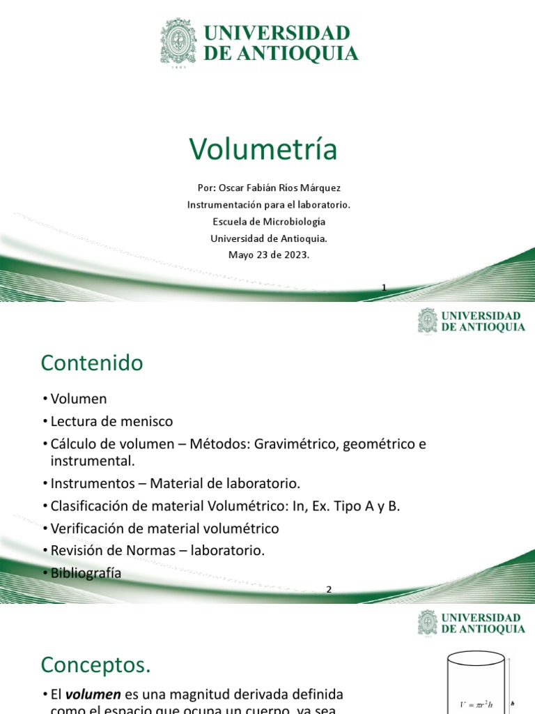 Métodos y Verificación Volumétrica | PDF | Volumen | Densidad