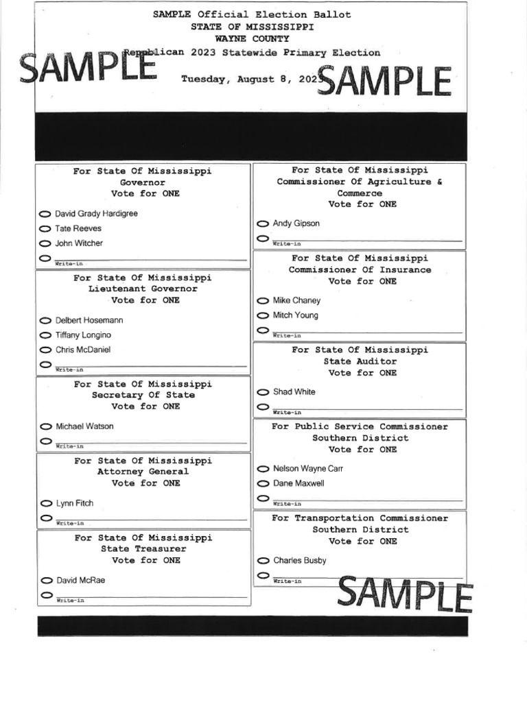 Wayne County - Republican Sample Ballot | PDF