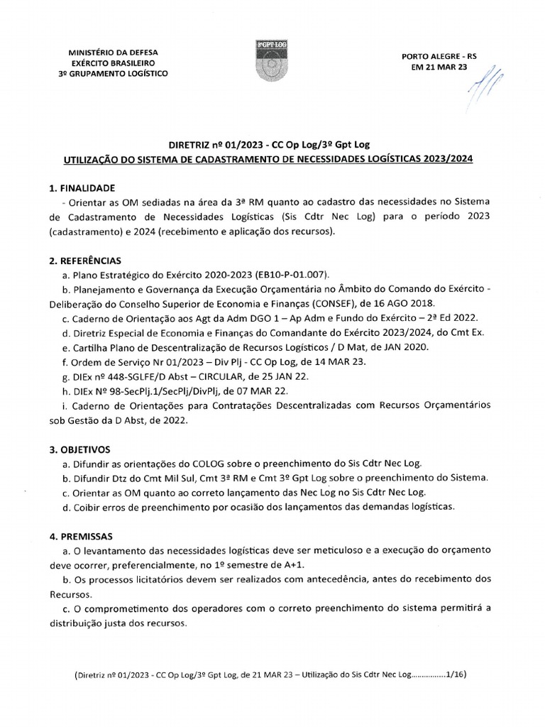 Diretriz NR 001 23 CCOL 3GPTLOG Utilizacao SCN Log | PDF