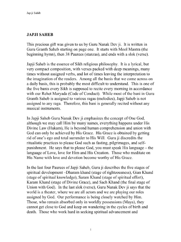 Japji Sahib Bhai Rajinder Singh | PDF