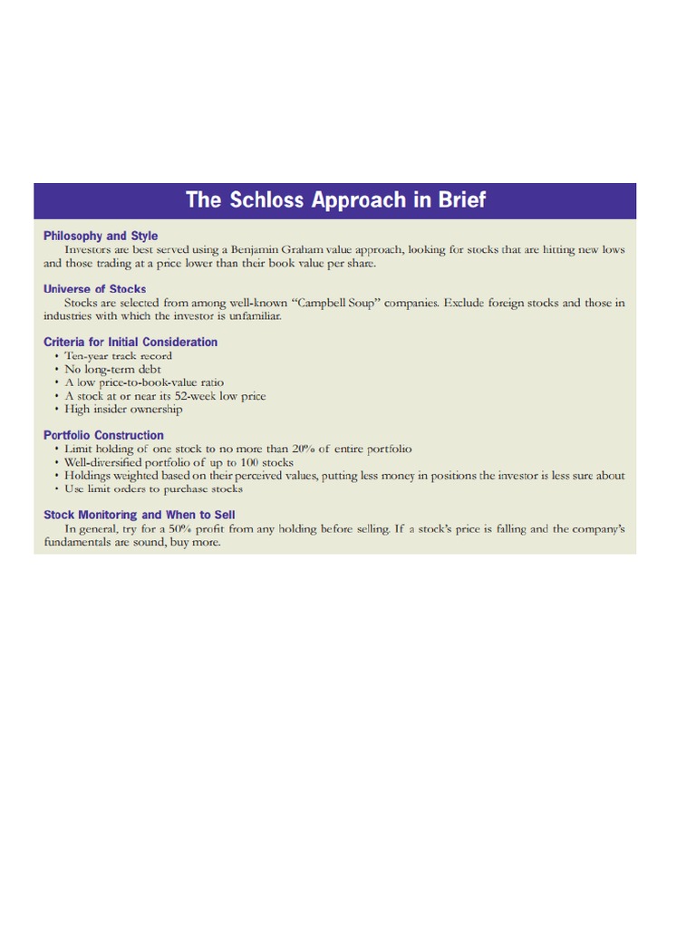 Walter-Schloss-approach-summary - PNG (685×447) | PDF