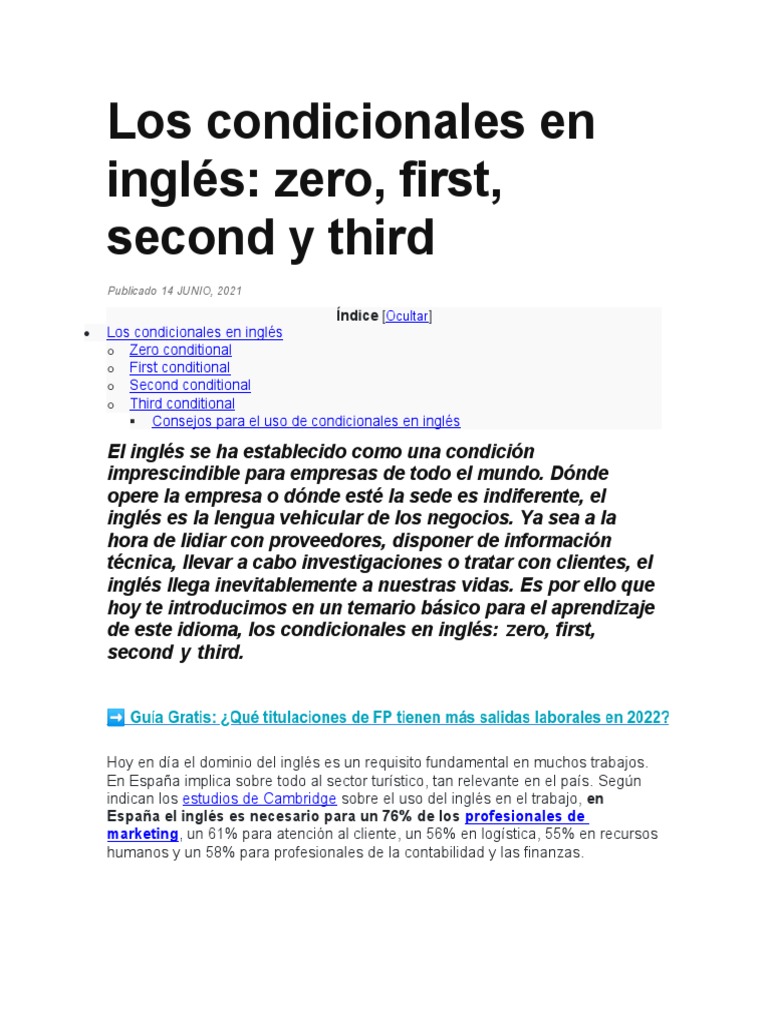 Los Condicionales en Inglés | PDF | Idioma en Inglés | Lingüística