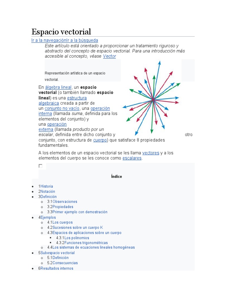 Espacio Vectorial Pdf Espacio Vectorial Matemáticas