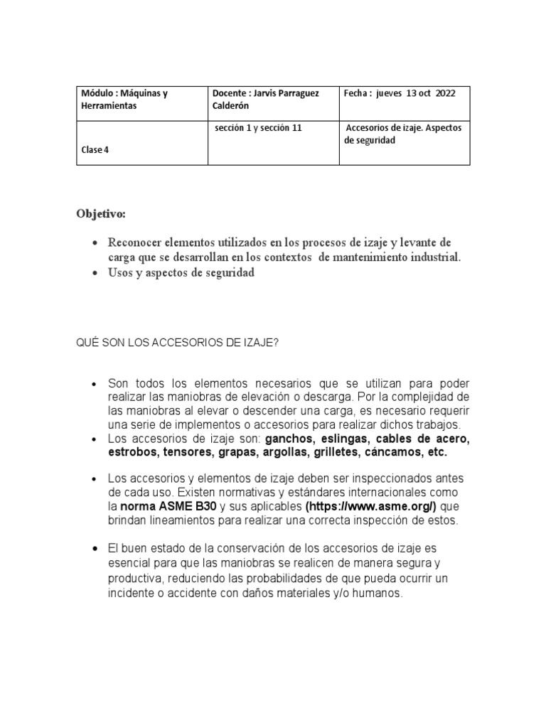 Clase 4 Elementos de Izaje | PDF | Acero | Abrasivo