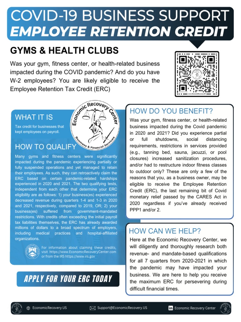 Gyms & Health Clubs - ERC | PDF | Payroll Tax | Taxes