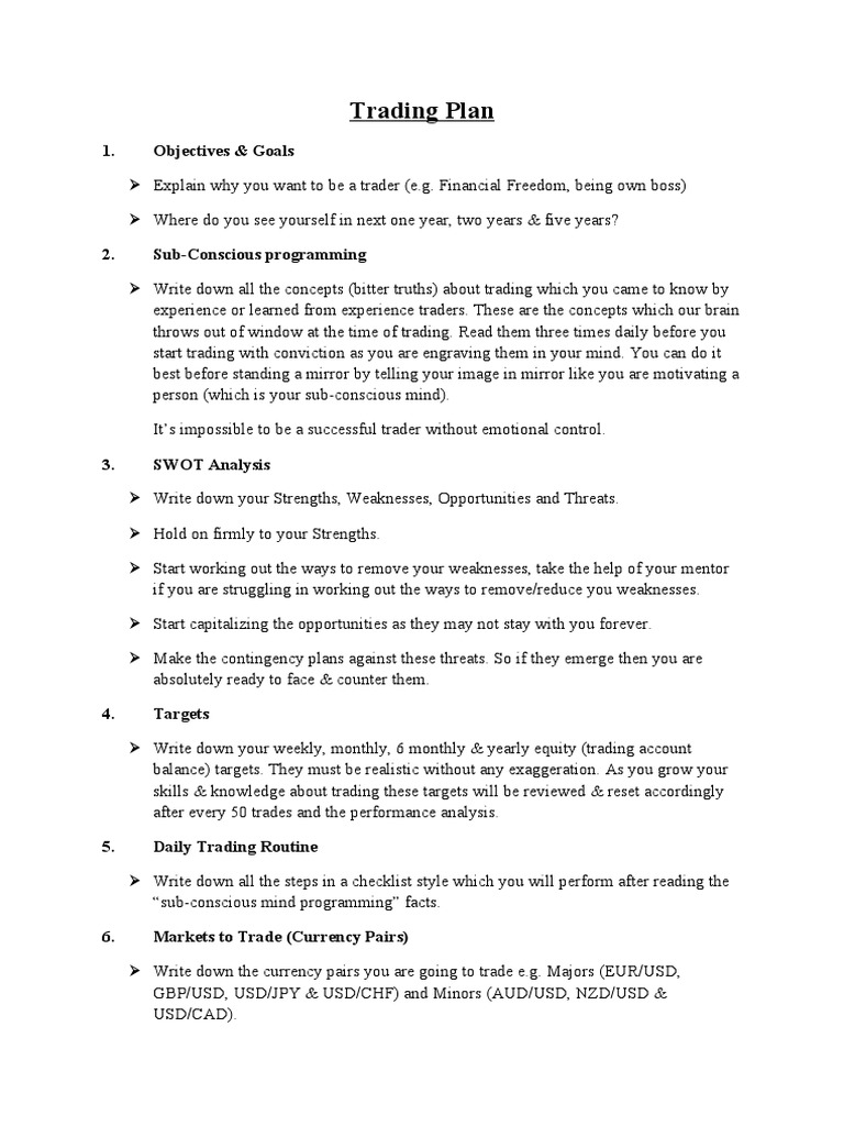 Trading Plan Template | PDF