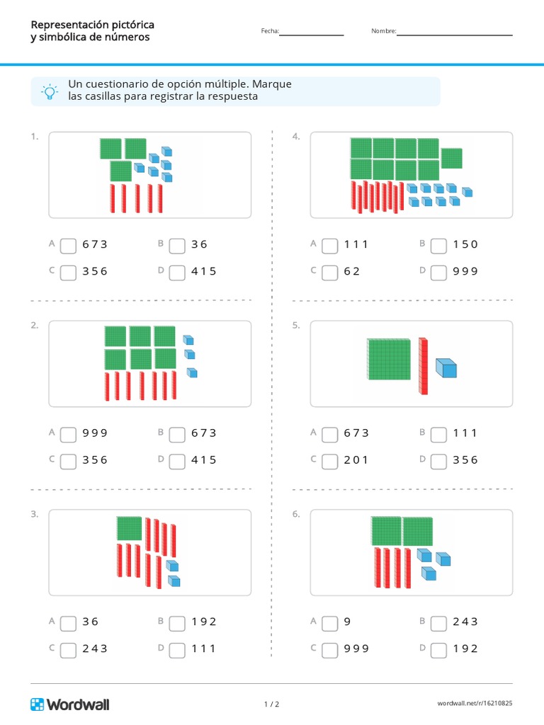 Representacion Grafica y Simbolica Numeros | PDF