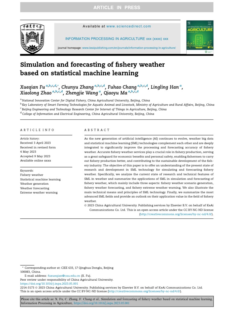 Simulation and Forecasting of Fishery Weather | PDF | Weather ...