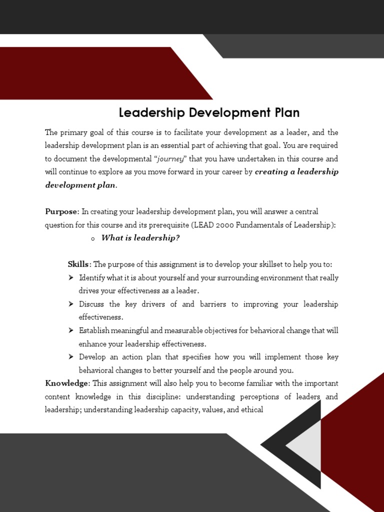 Leadership Development Plan - Assignment Outline | PDF | Leadership | Goal