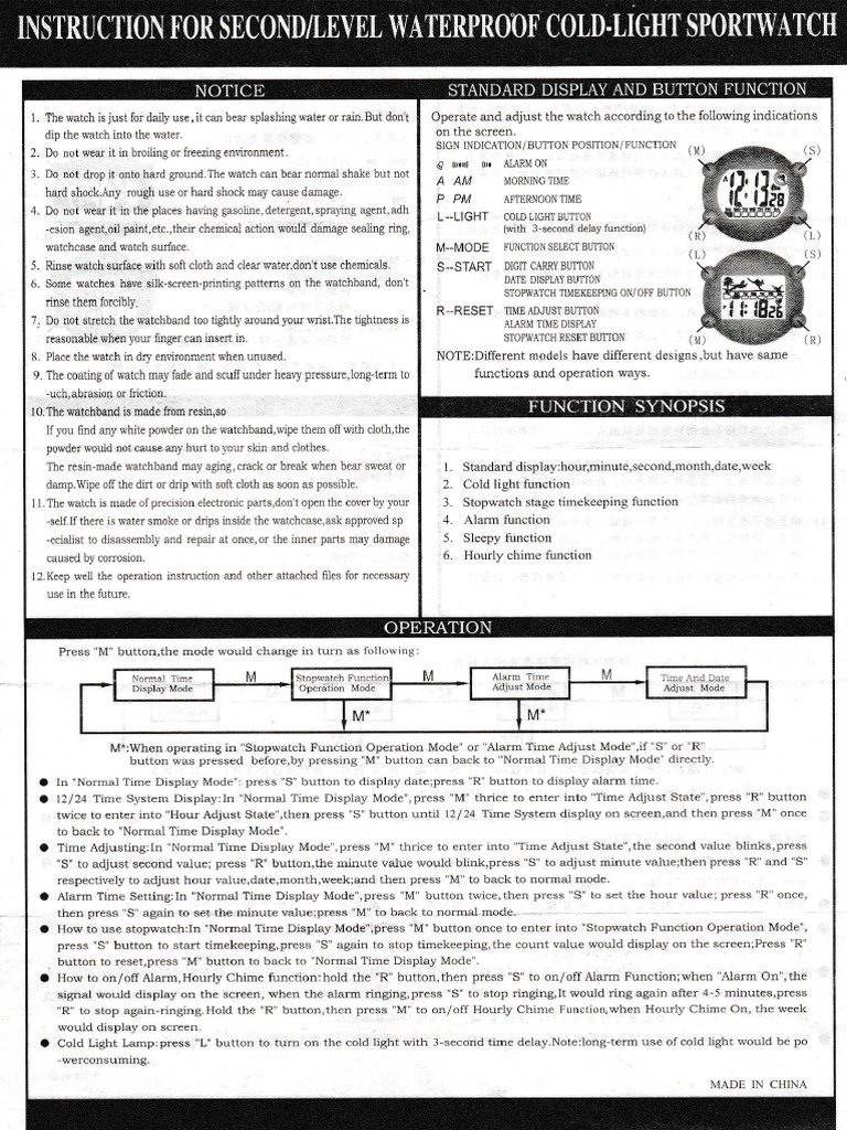 Waterproof Cold-Light Sportwatch | PDF
