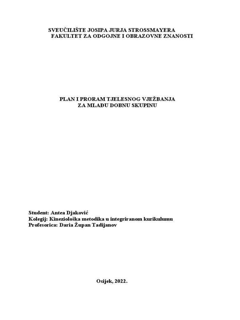 Plan-I-Program-Tjelesnog-Vježbanja Za Vrtić | PDF