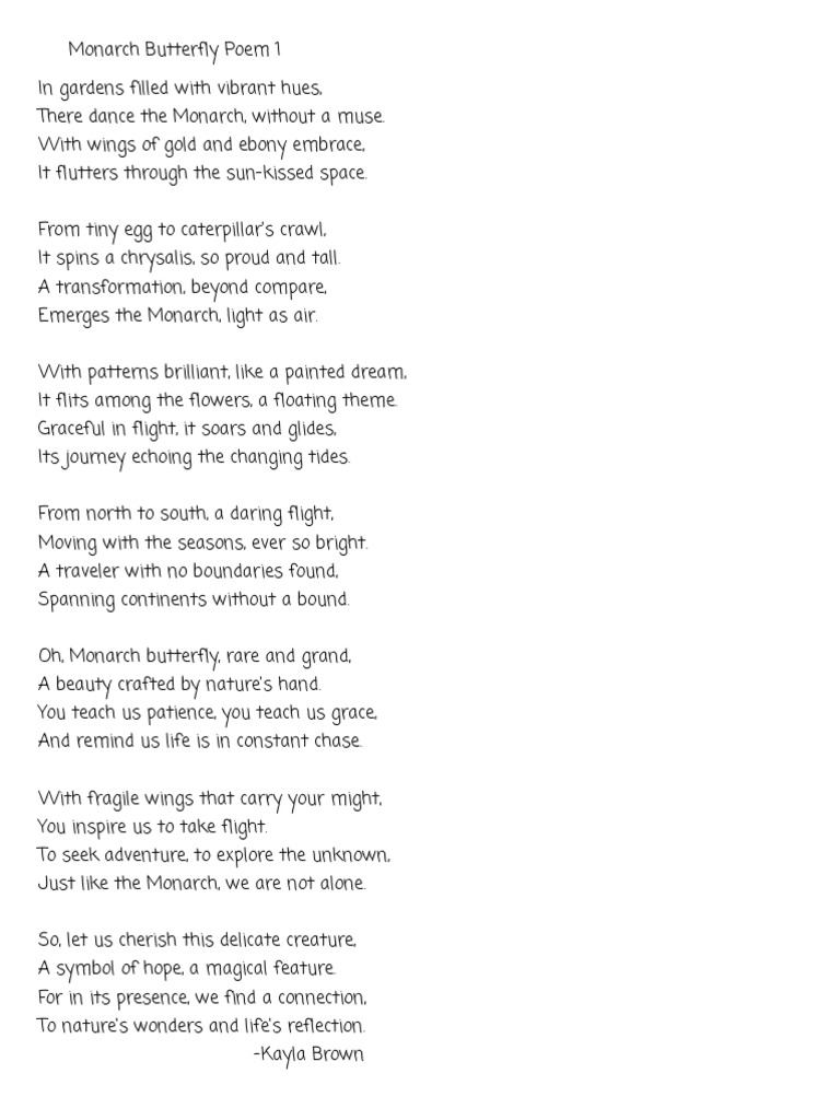 Monarch Butterfly Poem 1 | PDF