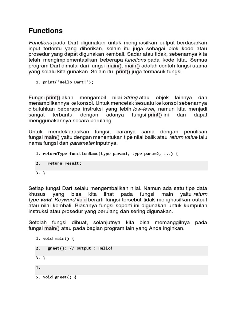 Modul Pbo Dart 7 (Function) | PDF