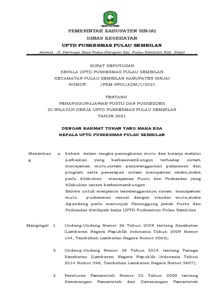 SK Pj. Pustu 2021 | PDF