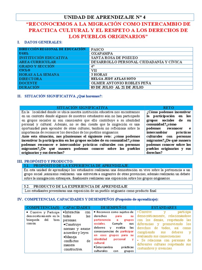 Unidad 4 DPCC 4° 2023 | PDF