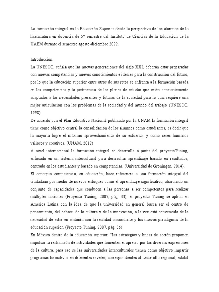 La formación integral en l educación superior | PDF