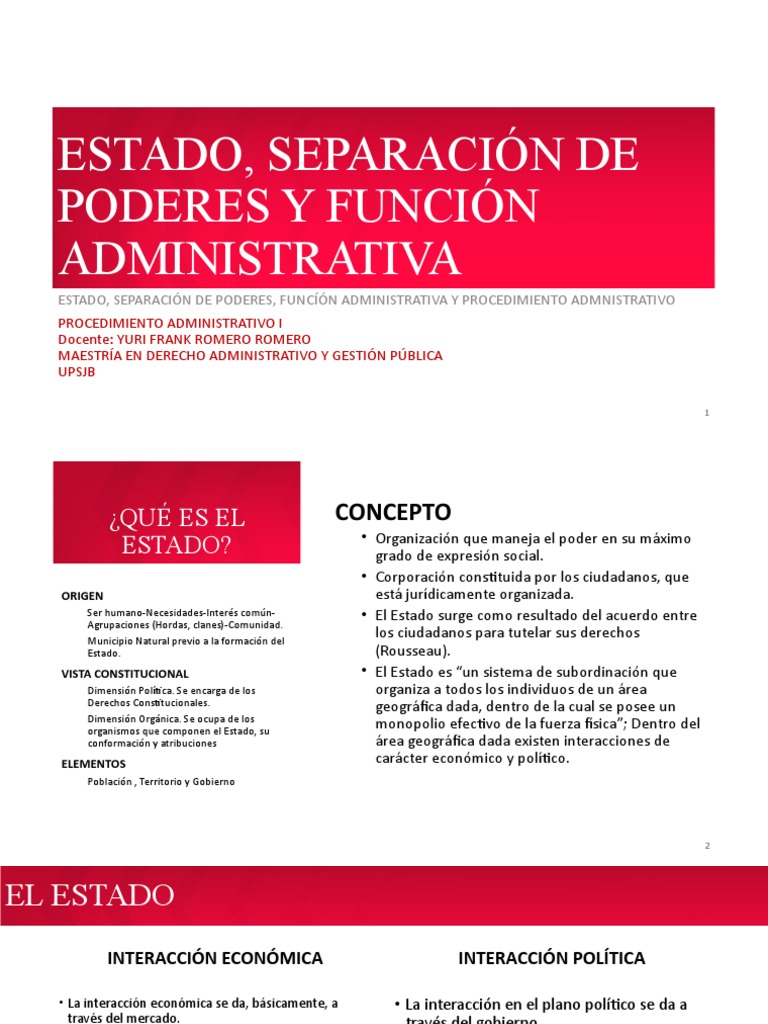 Clase 1 Estado Separación De Poderes Y Función Administrativa Pdf