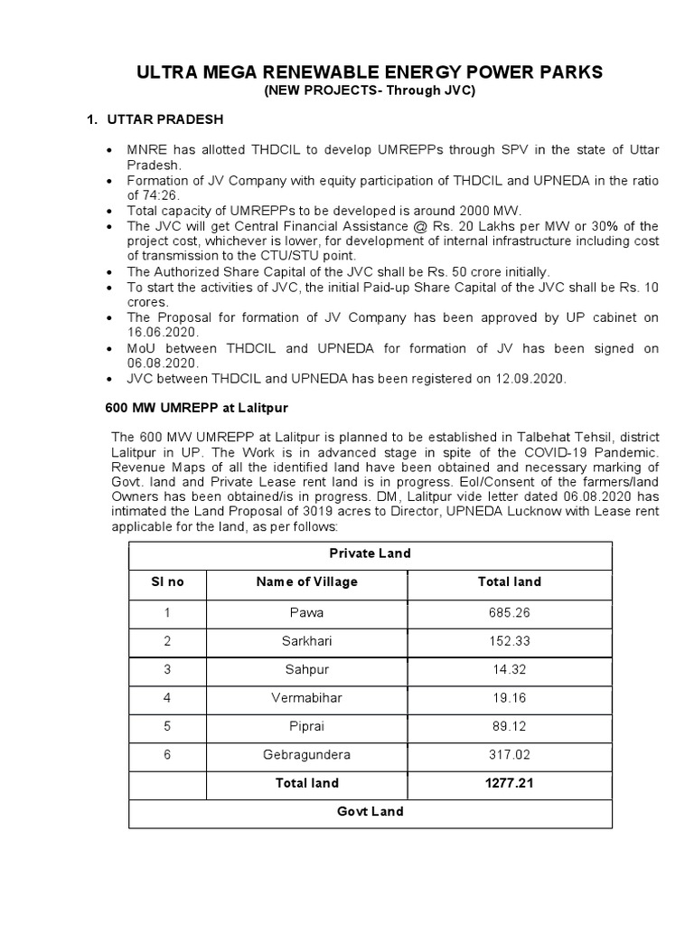 ULTRA MEGA RENEWABLE ENERGY POWER PARKS Report July21 | PDF
