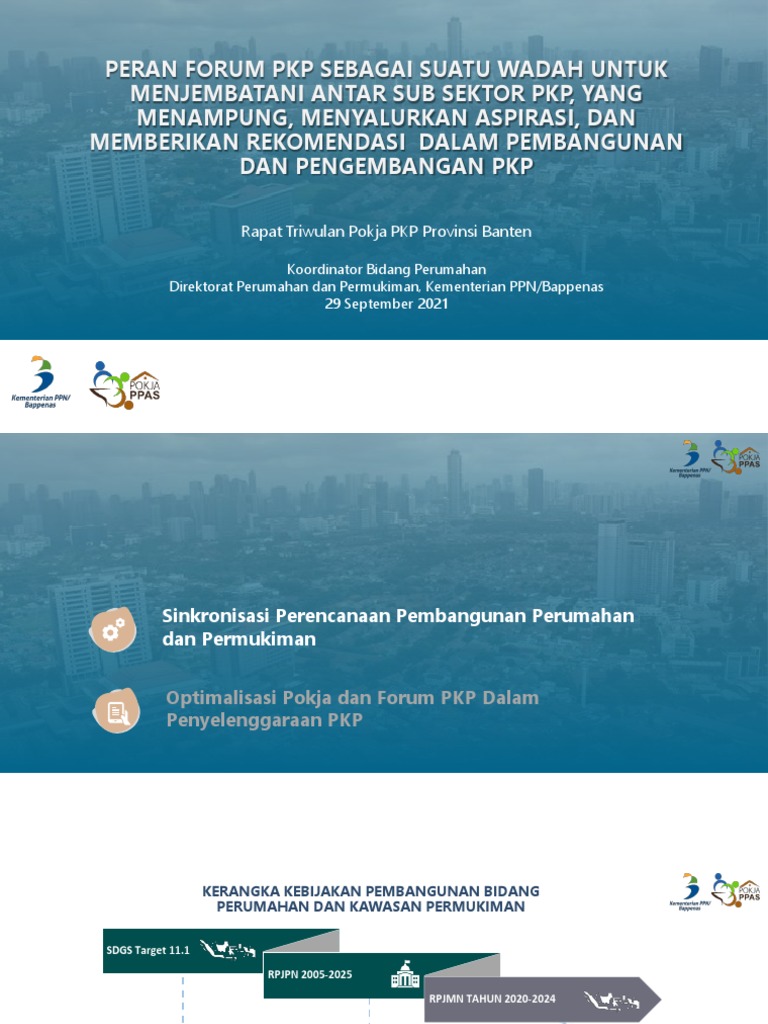 Bahan Paparan Narasumber Bappenas - Materi Forum PKP - Banten - NWM - TA - 9.34 - PDF | PDF