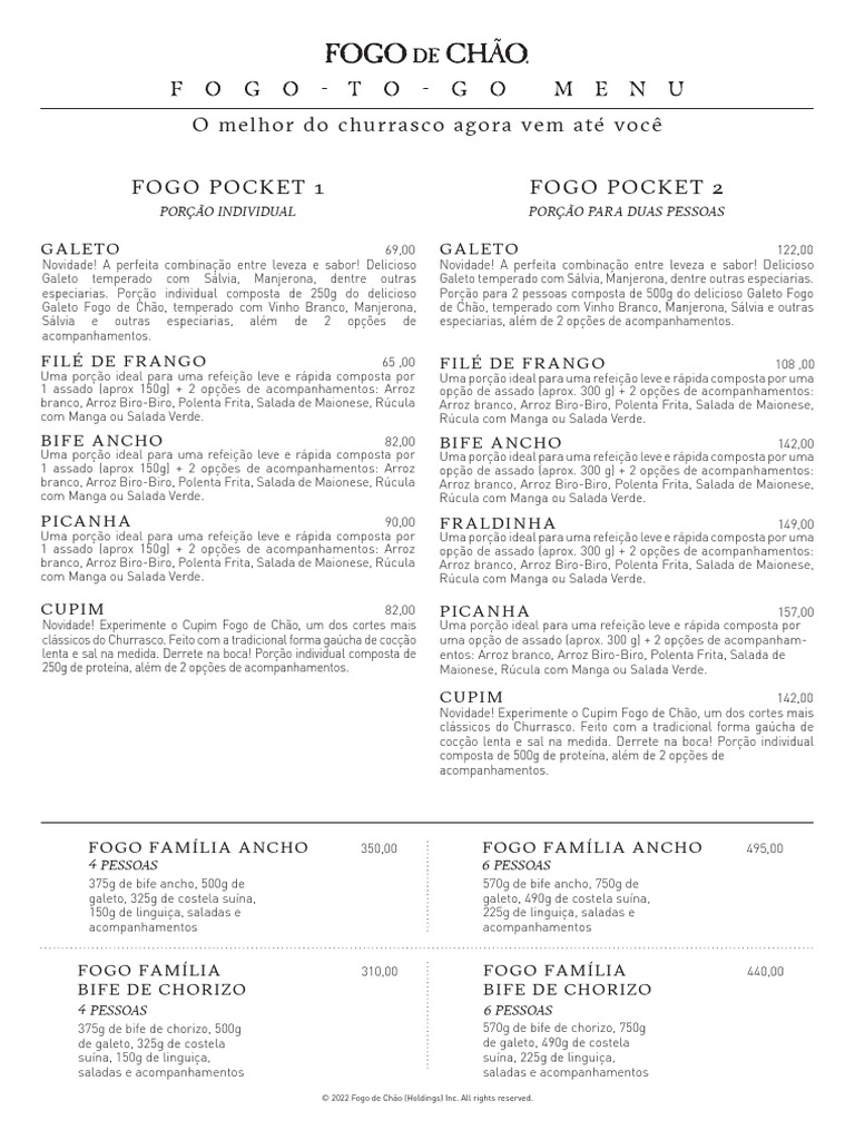 Menu Fogo de Chão: Churrasco e Acompanhamentos | PDF | Vinhos | Culináriar