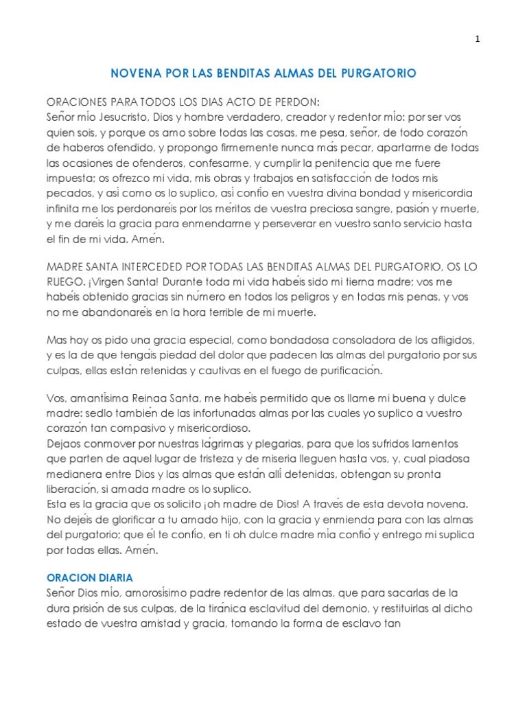 Novena por las Almas del Purgatorio | PDF | Purgatorio | María, madre de Jesús