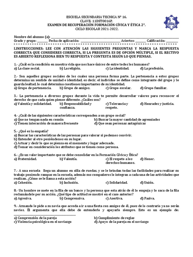 Examen FCE 2° | PDF