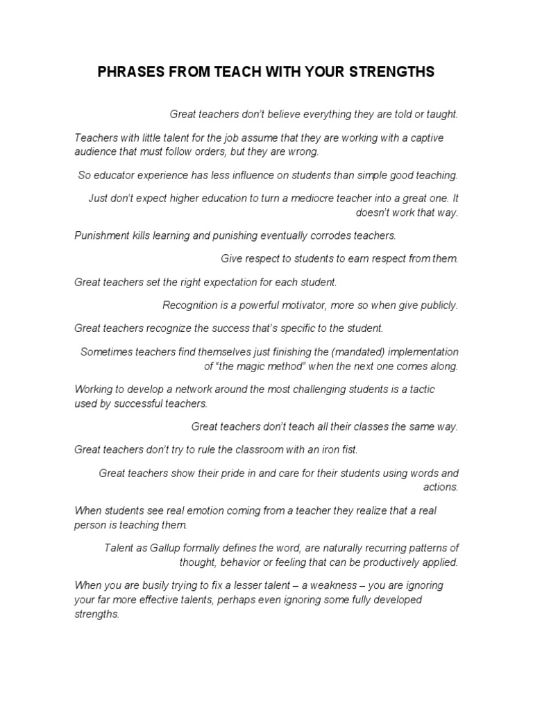 Teaching with Your Strengths | PDF | Teachers | Knowledge