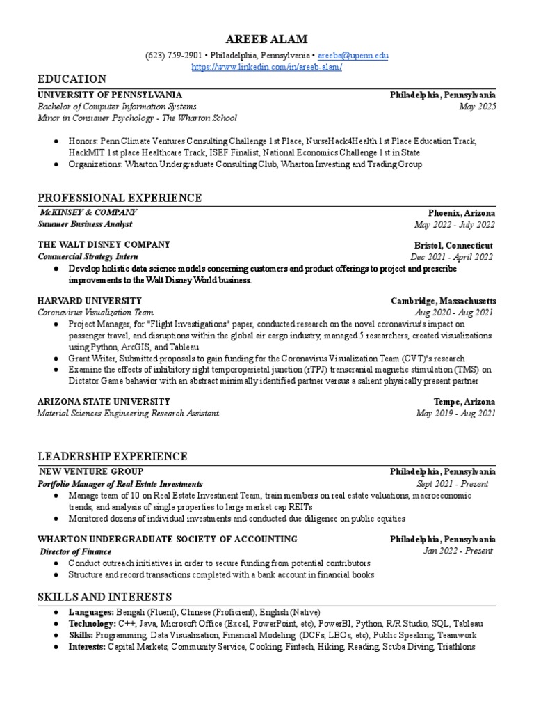 Areeb Alam Resume 1 | PDF