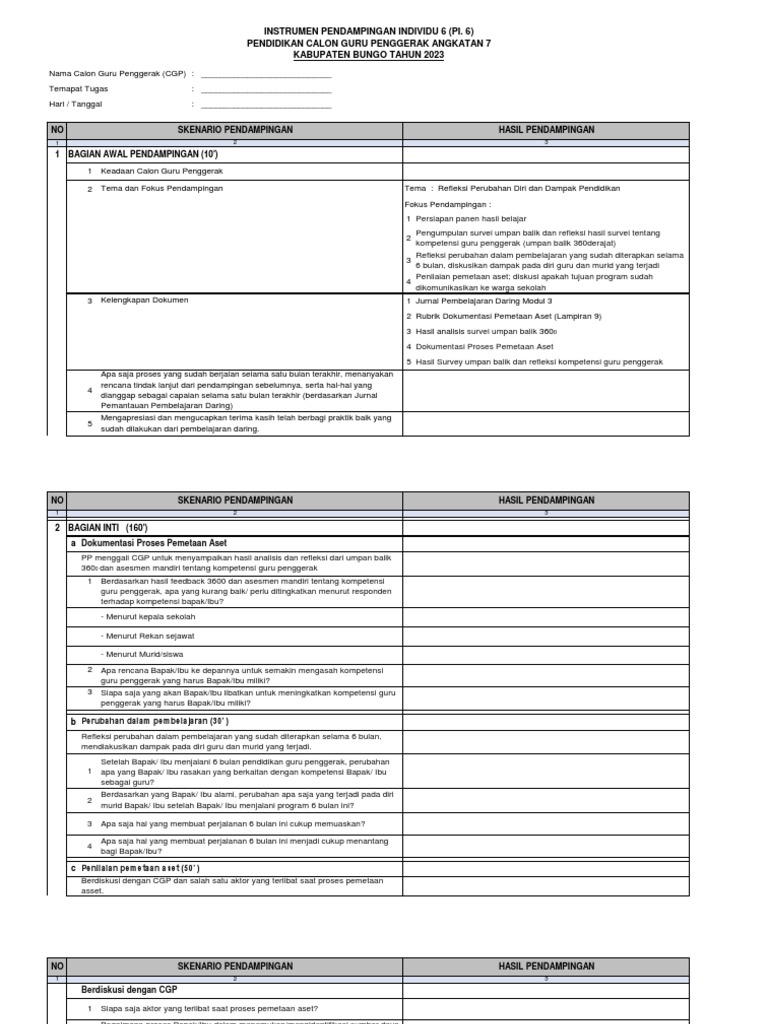 Instrumen Pendampingan 6 | PDF