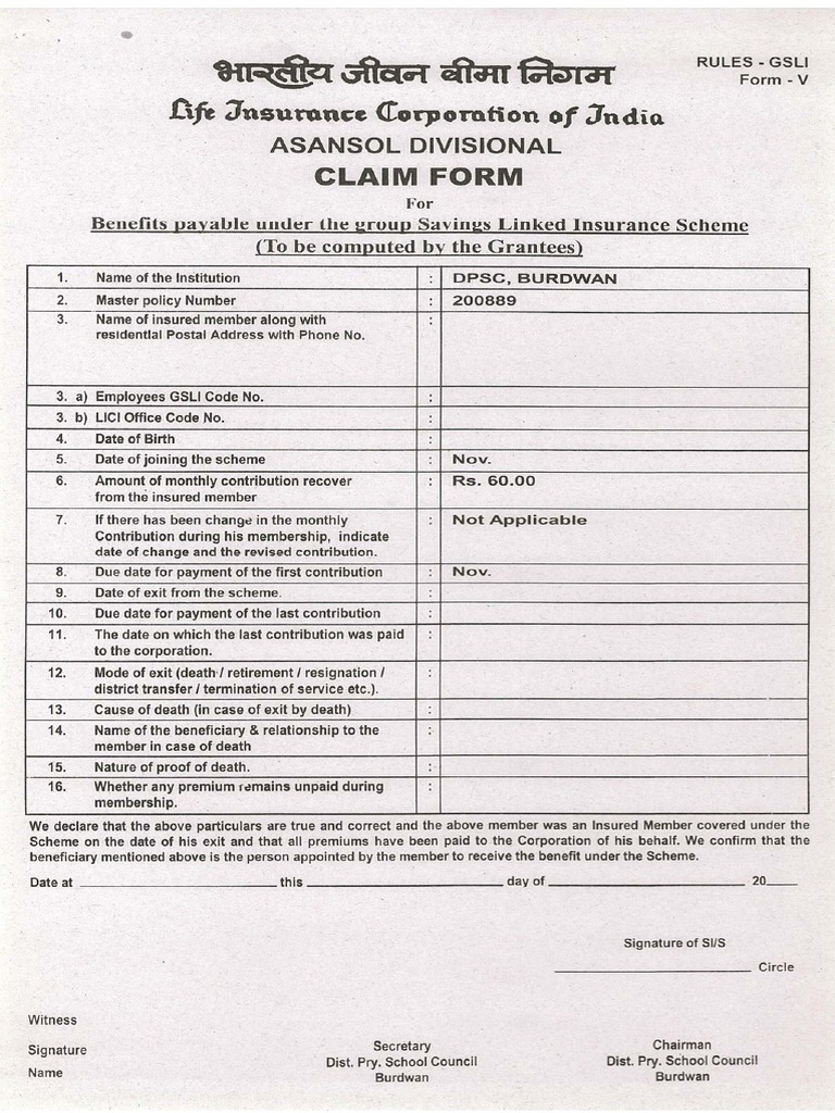 GSLI Form | PDF