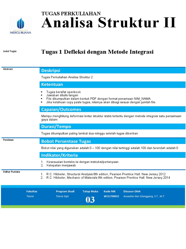 01 Tugas Defleksi Metode Integrasi | PDF