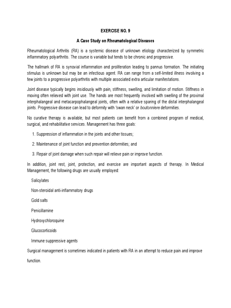 Activity 9 | PDF | Rheumatoid Arthritis | Arthritis