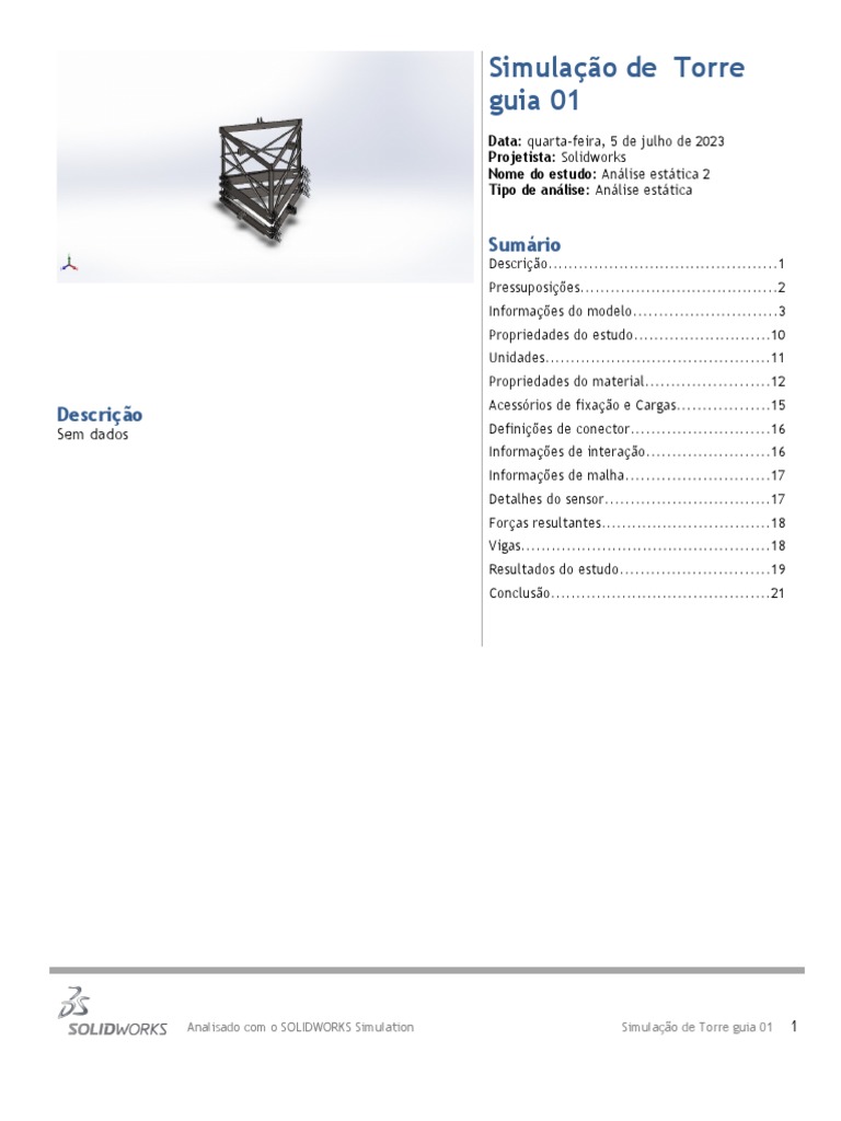 Torre Guia 01-Análise Estática | PDF | Densidade | Quilograma