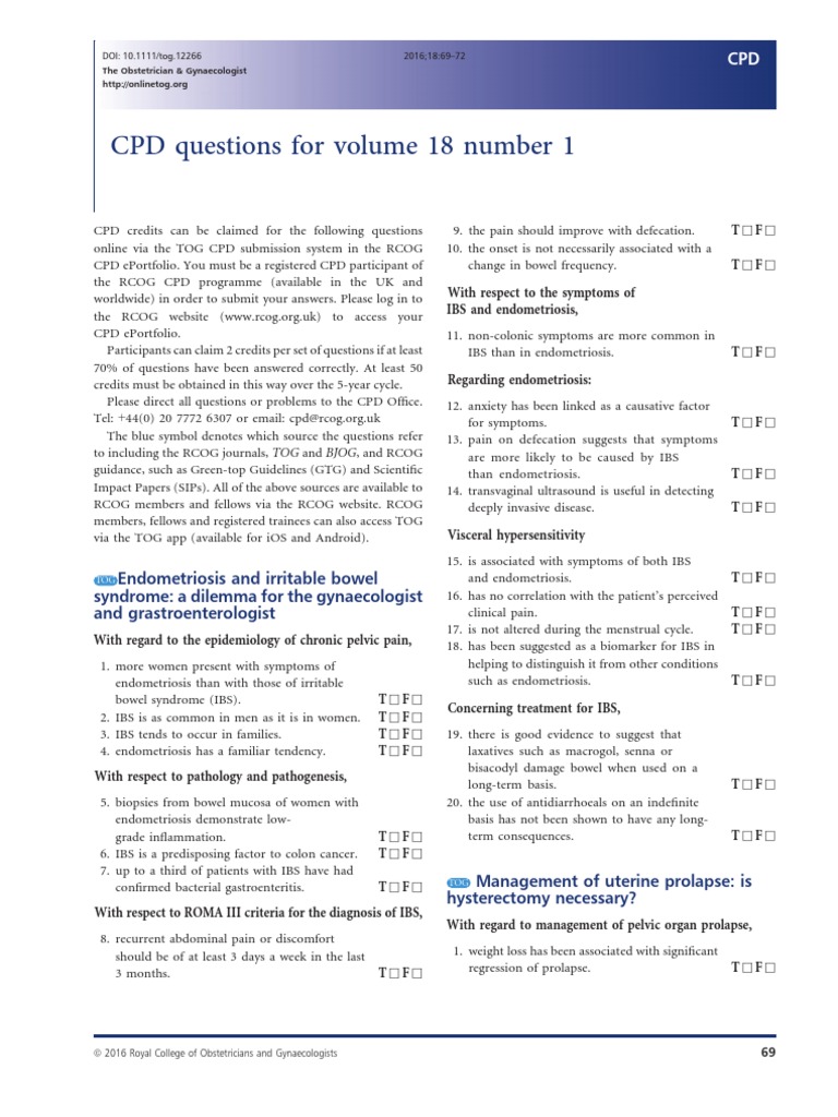 CPD 1, 2016 | PDF | Irritable Bowel Syndrome | Medical Specialties