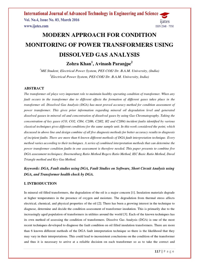 MODERN APPROACH FOR CONDITION MONITORING OF POWER TRANSFORMERS USING ...