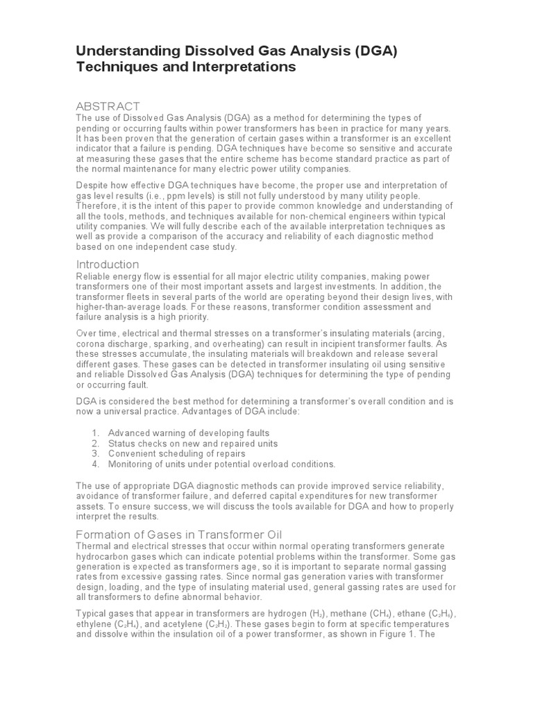 Understanding Dissolved Gas Analysis | PDF | Gases | Chemistry