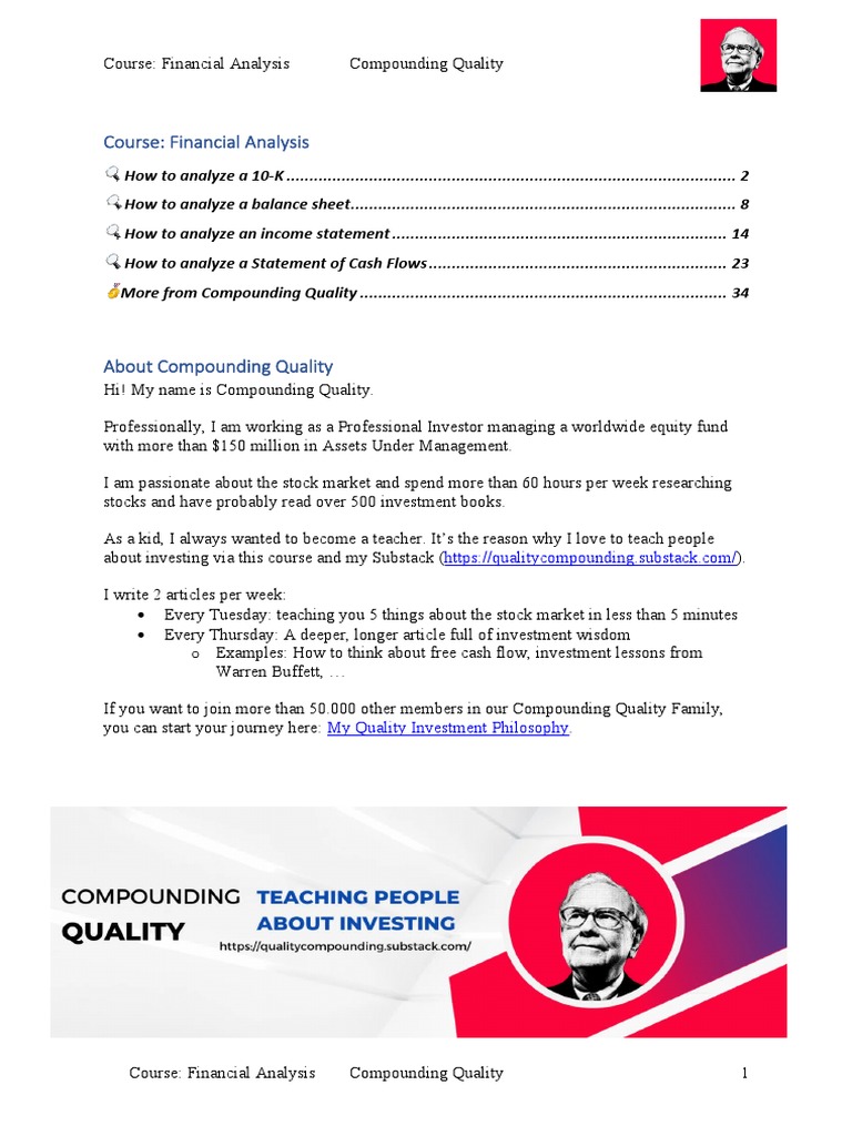 Financial Analysis Course Overview | PDF | Equity (Finance) | Investing