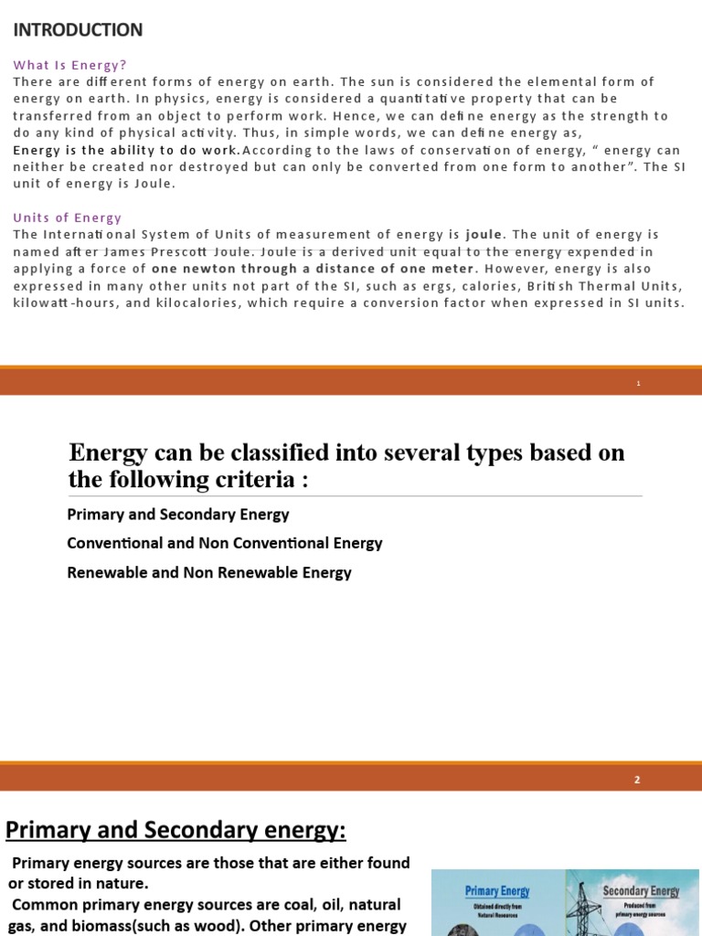 Classification of Energy | PDF
