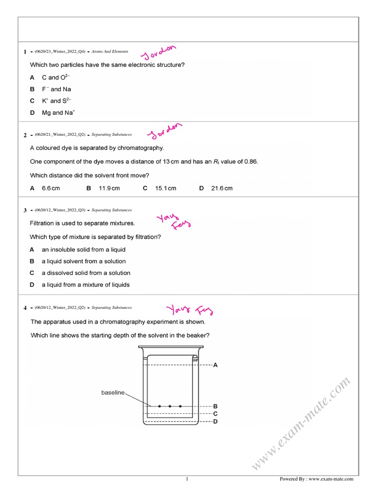 Revision Worksheet 1 | PDF | Periodic Table | Science Revision Worksheet 1 | PDF | Periodic Table | Science