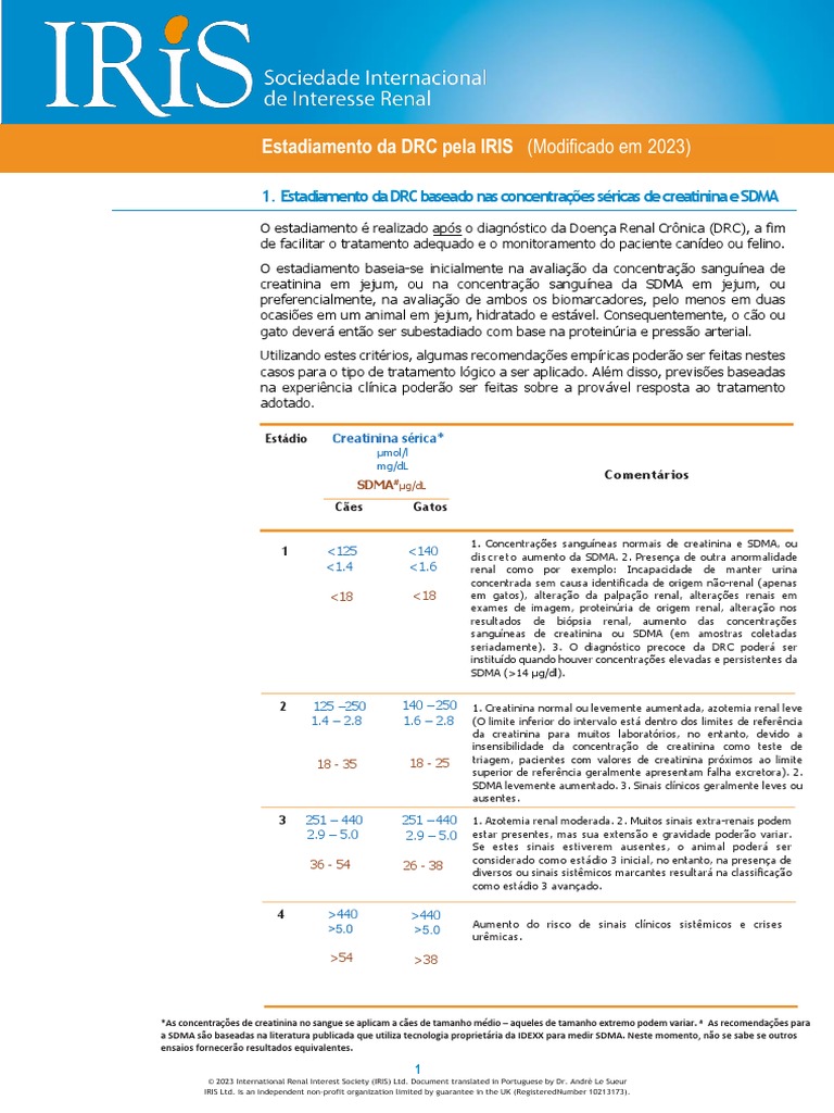 Estadiamento DRC IRIS 2023 | PDF | Hipertensão | Creatinina